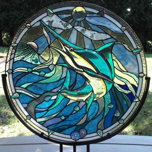 Blue Marlin Stained Glass Decoration - Etsy