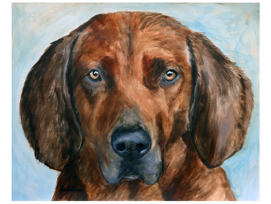 Red Dog Portrait, Dog Art on Paper, 16x20, Original Acrylic Sketch on ...