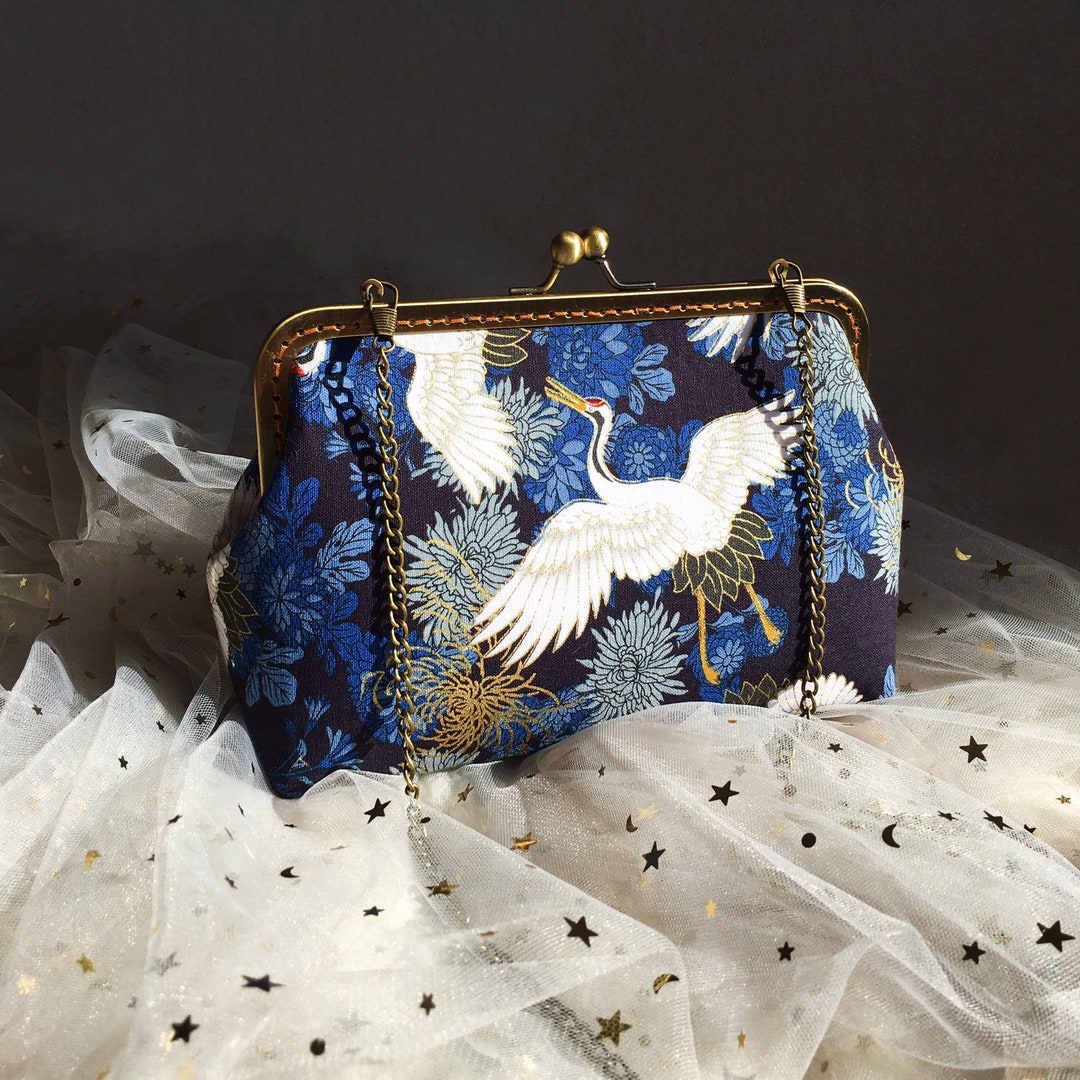 Japanese Bag, Japanese Clutch, Blue Clutch, Japanese Shoulder Bag, Hand ...