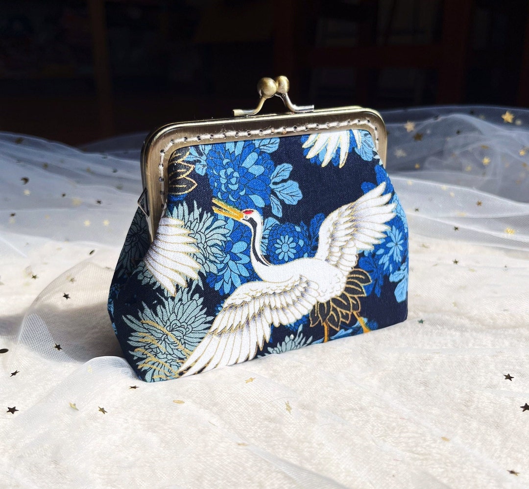 Blue White Coin Purse, Japanese Coin Purse, Japanese Wallet, in Crane ...