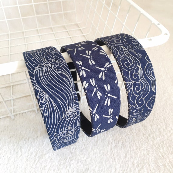 Japanese Hair Band Blue Hairband Japan Fabric Headband Cotton Headband Headband Japan Japanese Patterned Cotton Etsy UK