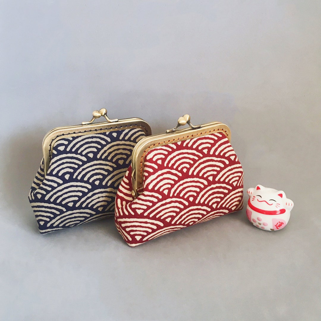 Japanese Wallet, Japanese Purse, Hand-sewn in Japanese Wave Patterned ...