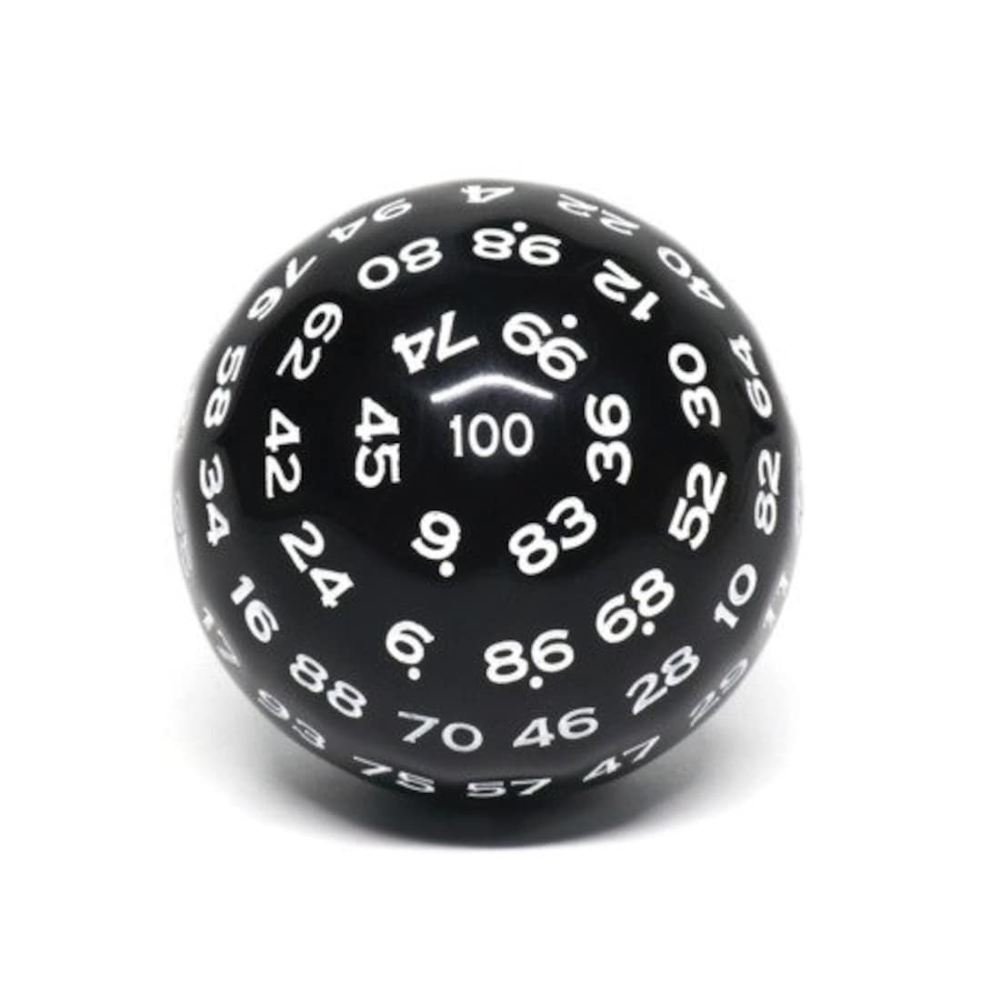 D-100 D100 100 Sided Die Black W/white Numbers 55MM - Etsy
