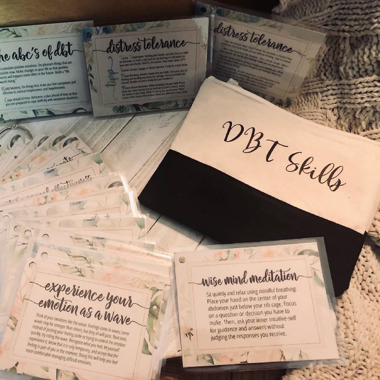 DBT Skills Flashcard Reference Set heavy duty laminated beautiful cards ...