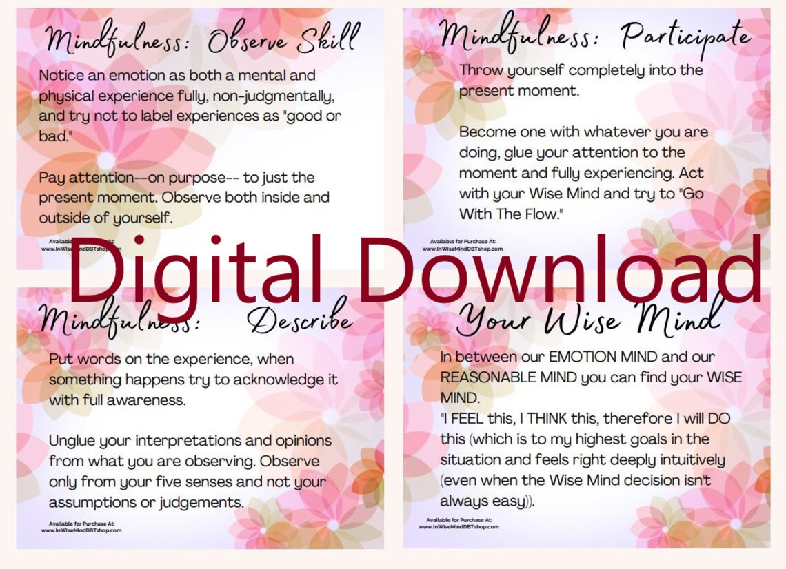 New Expanded DBT Skills Flashcard Deck With DBT Challenge | Etsy