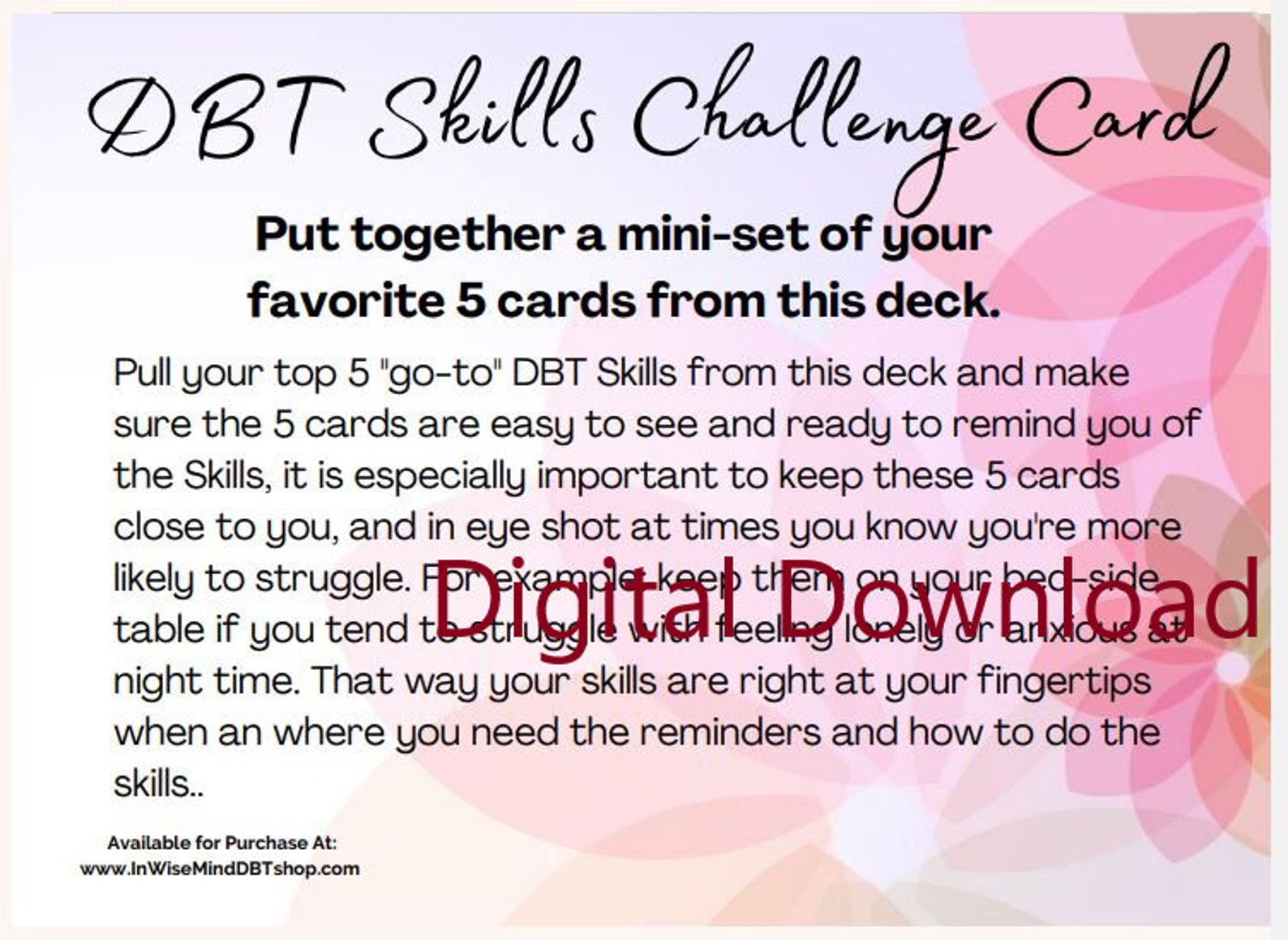 New Expanded DBT Skills Flashcard Deck With DBT Challenge | Etsy