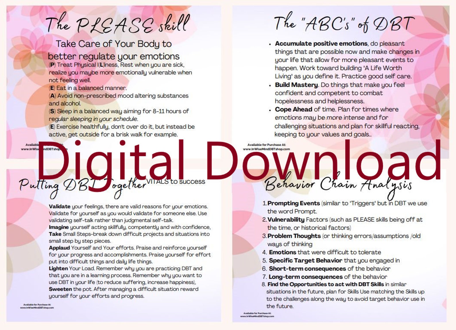 New Expanded DBT Skills Flashcard Deck With DBT Challenge | Etsy