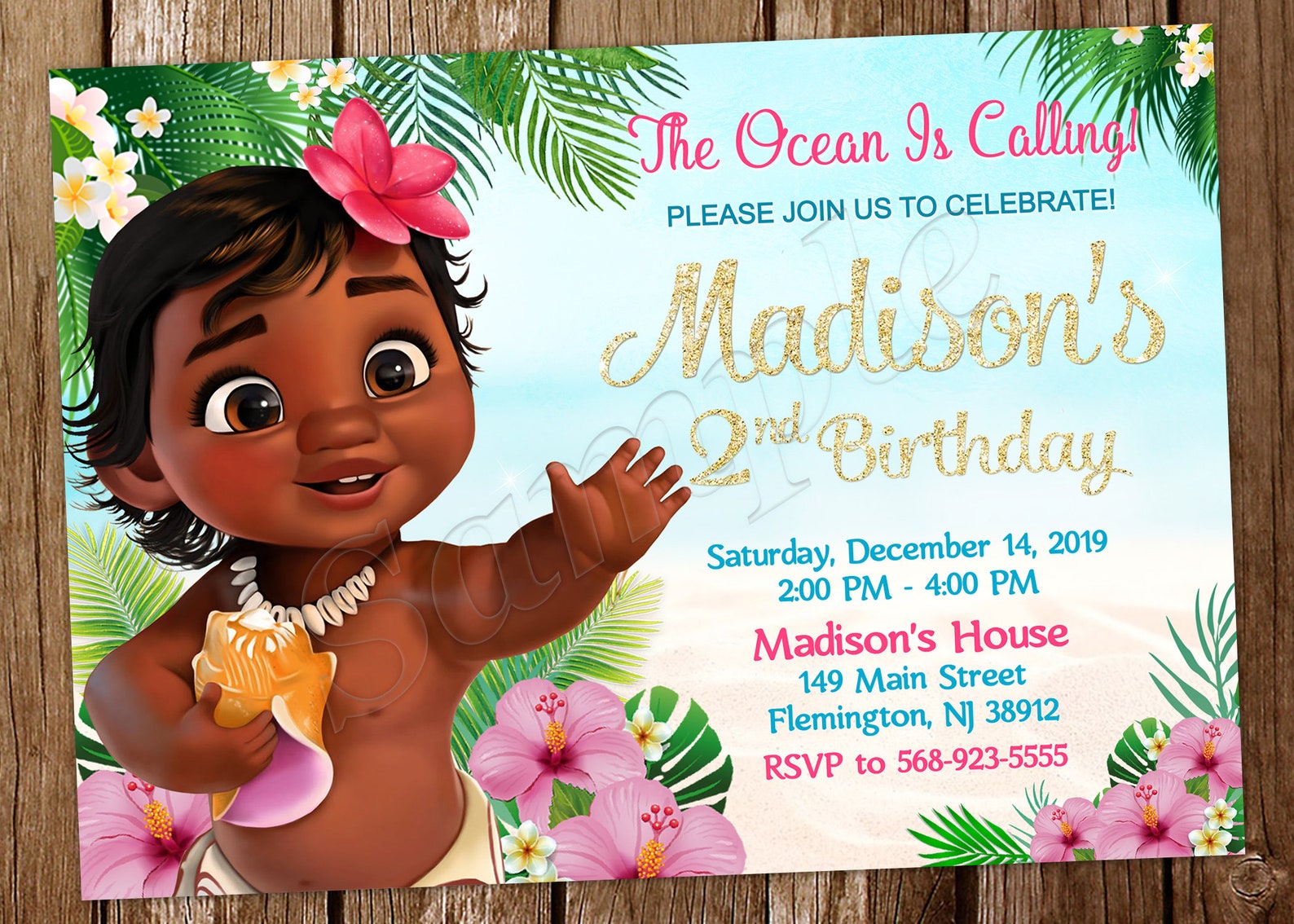 Invitación bebé Moana bebé Moana cumpleaños bebé Moana | Etsy