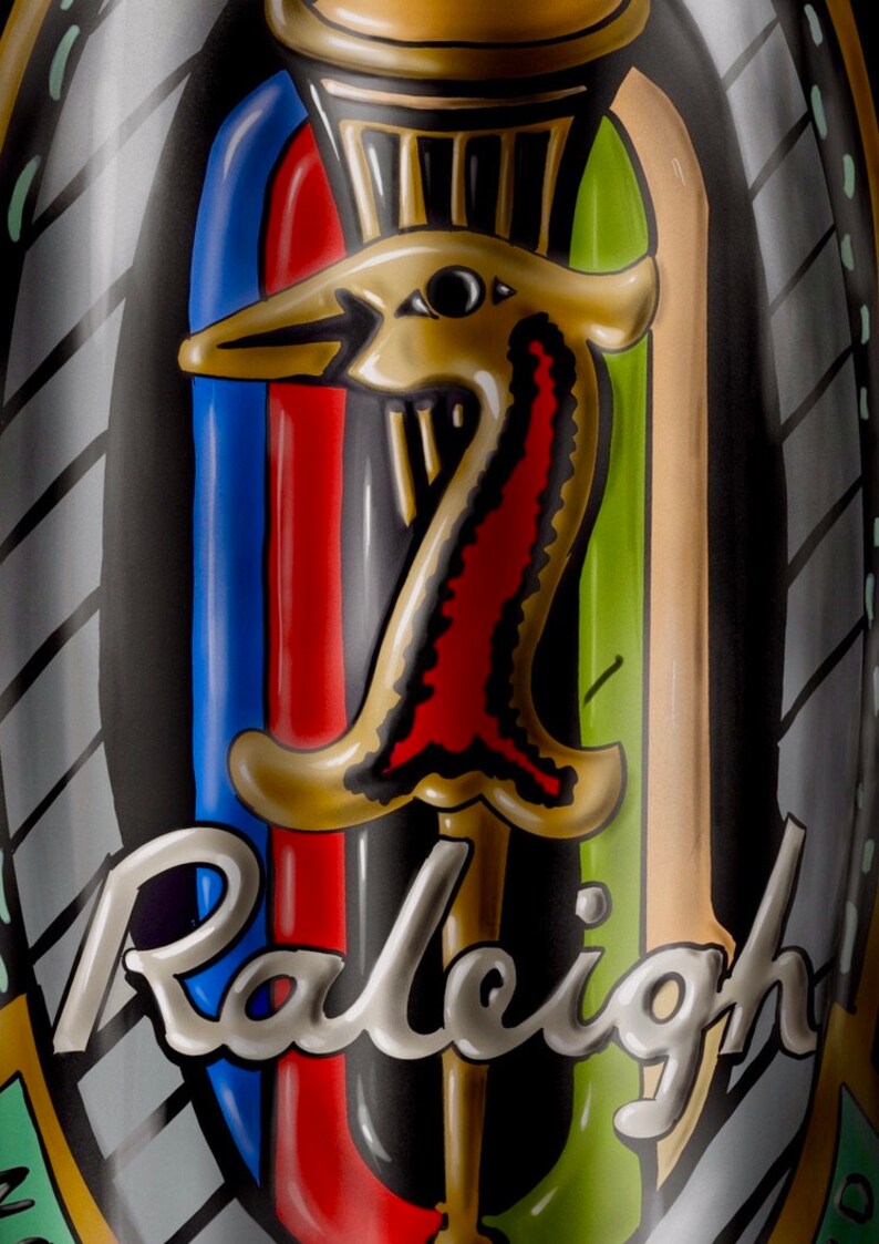 Vintage Raleigh Head Badge, A4/A3 Giclee Print of Original Illustration ...