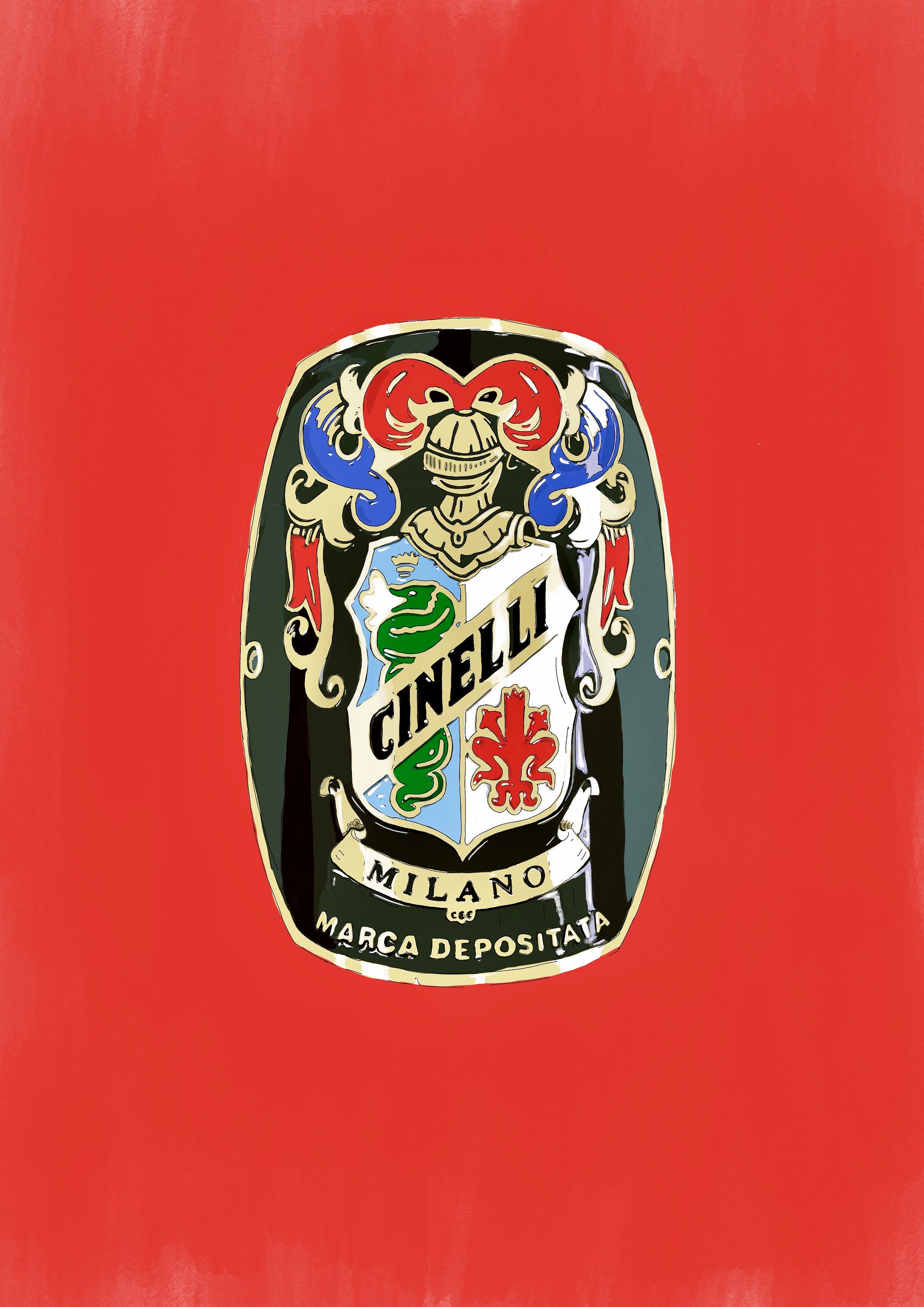 Vintage Cinelli Head Badge, A4/A3 Giclee Print of Original Illustration ...