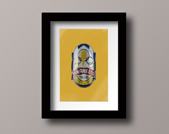 Vintage Motobecane Head Badge, A4/A3 Giclee Print of Original ...