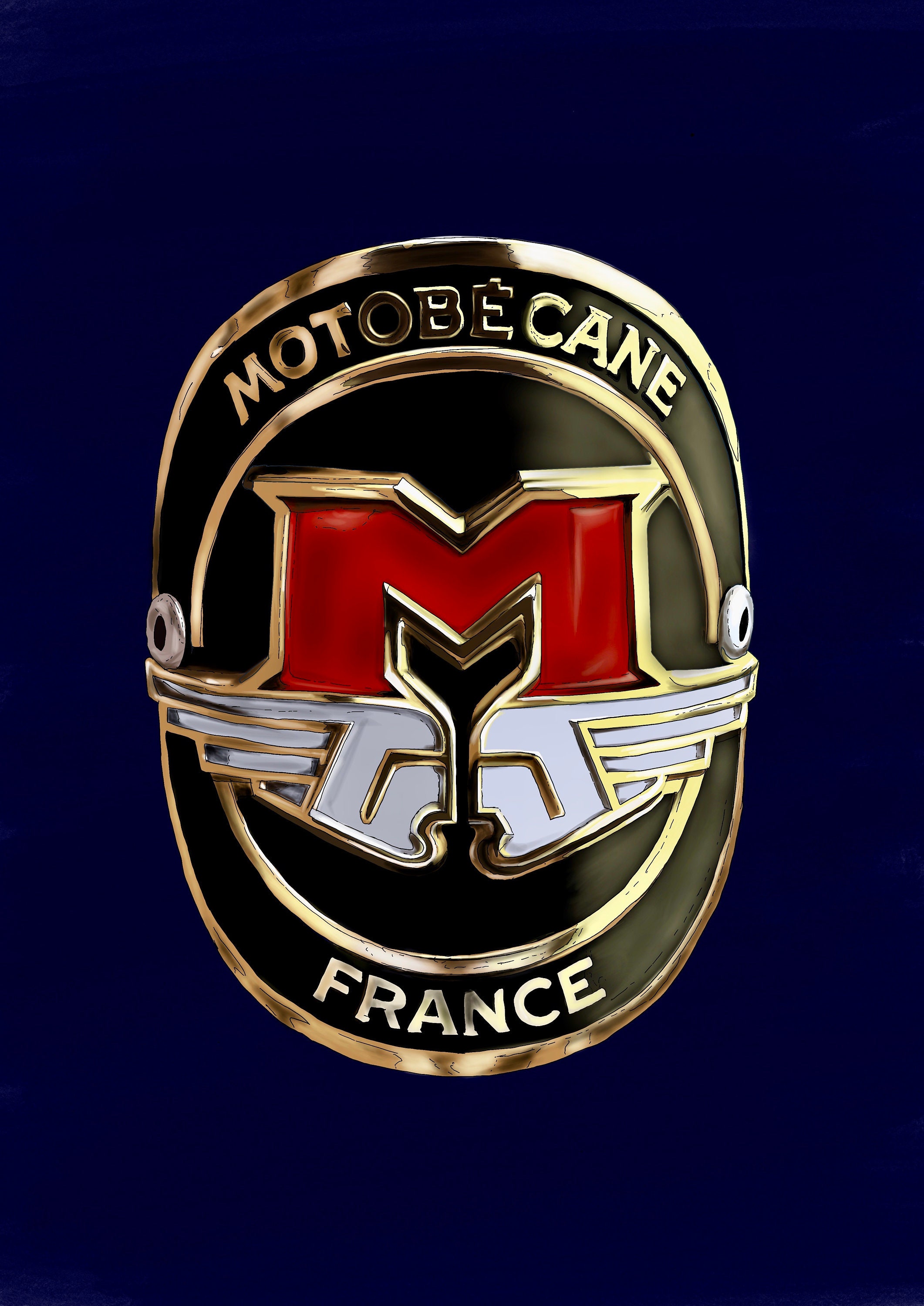 Vintage Motobecane Head Badge, A4/A3 Giclee Print of Original ...