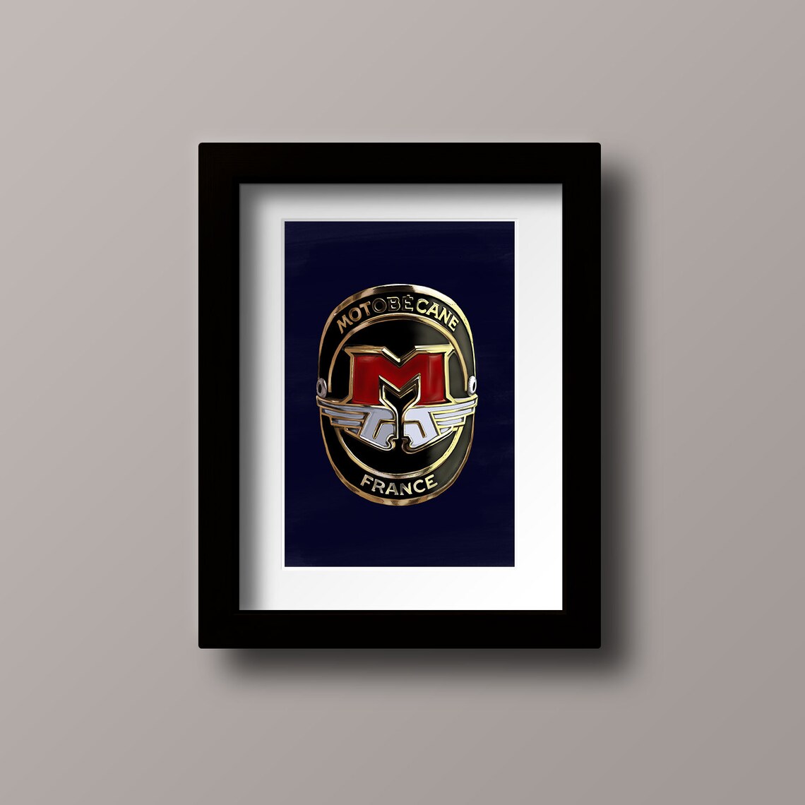 Vintage Motobecane Head Badge, A4/A3 Giclee Print of Original ...