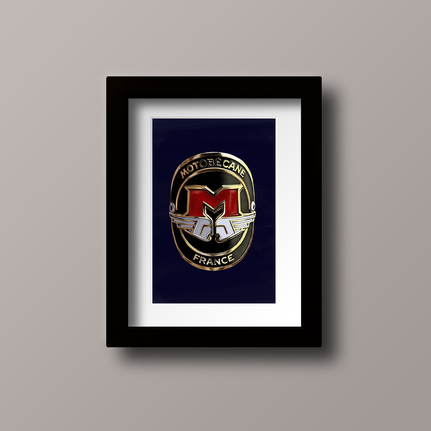 Vintage Motobecane Head Badge, A4/A3 Giclee Print of Original ...