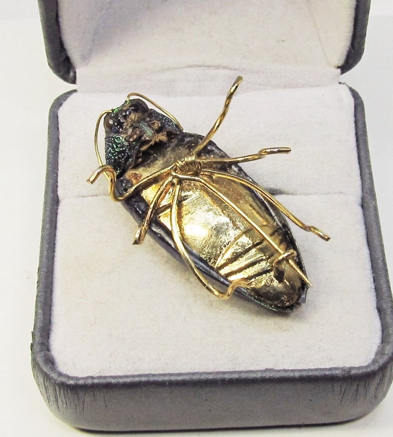 REAL Scarab Pin // natural scarab insect brooch on go… - Gem