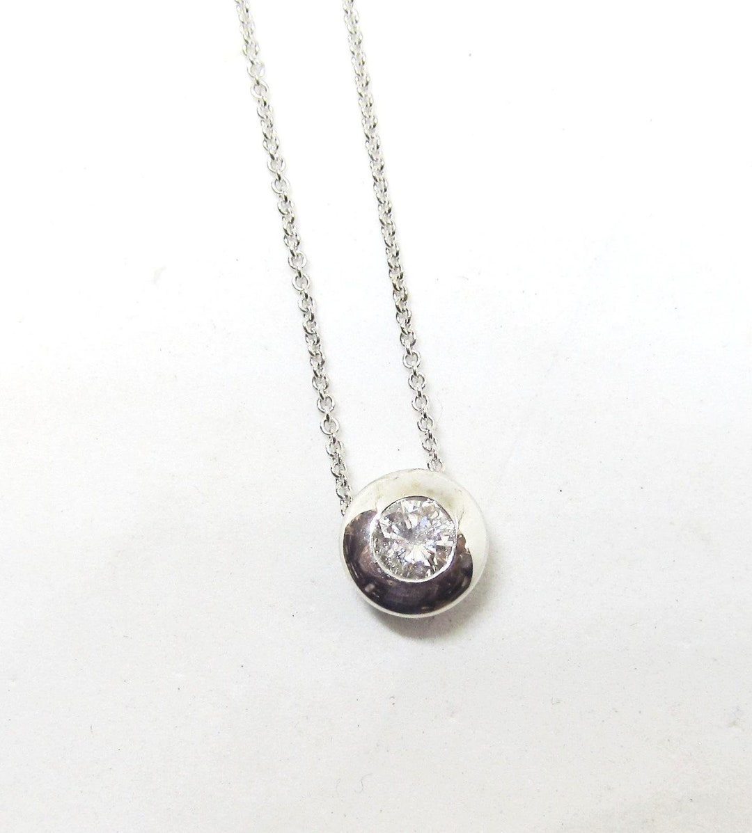 Diamond Sliding Pendant 14kt White Gold (1185) - Etsy
