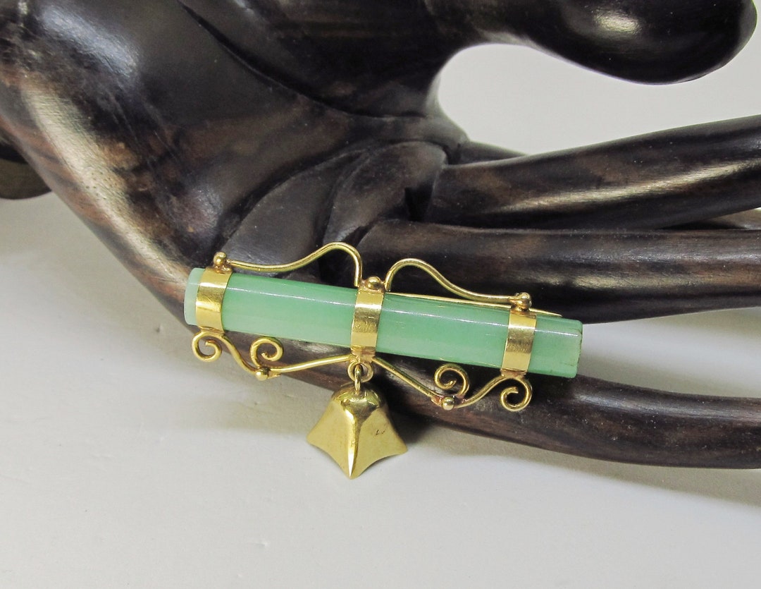 Jade Broach Set in 20kt Gold (880) - Etsy