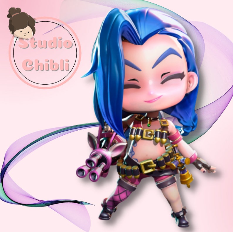 Jinx chibi figure 3D League of legends handmade fullpainted - Etsy México