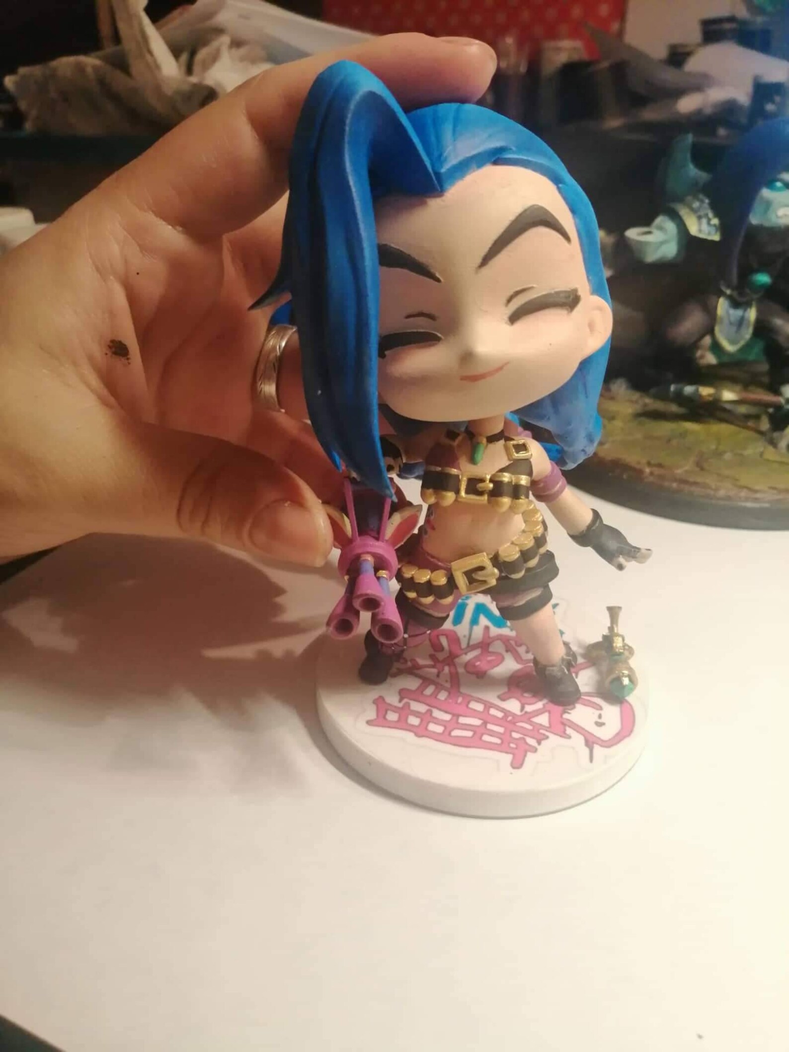 Jinx Chibi Figure 3D League of Legends Handmade Fullpainted Fanart - Etsy