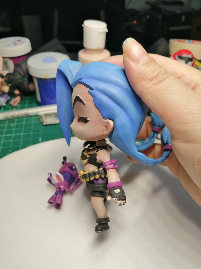 Jinx Chibi Figure 3D League of Legends Handmade Fullpainted Fanart - Etsy