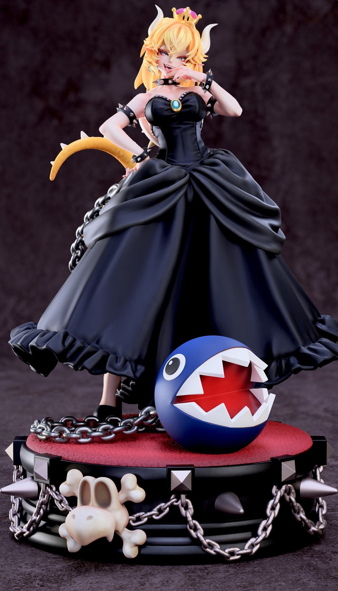 Full Painted Beautiful Bowsette and Chomp Base - Etsy UK