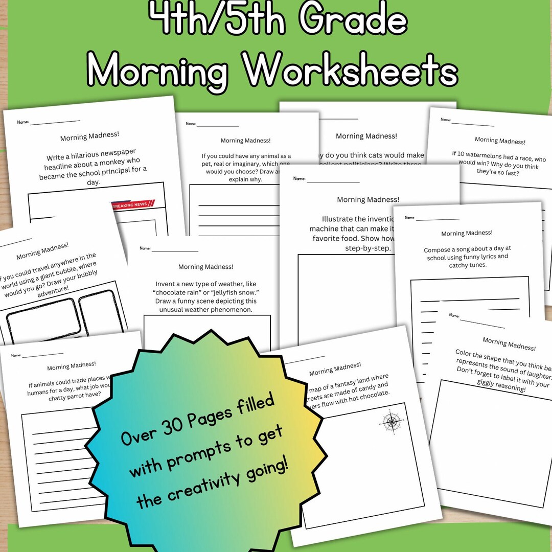 4th and 5th Grade Morning Worksheets - Etsy