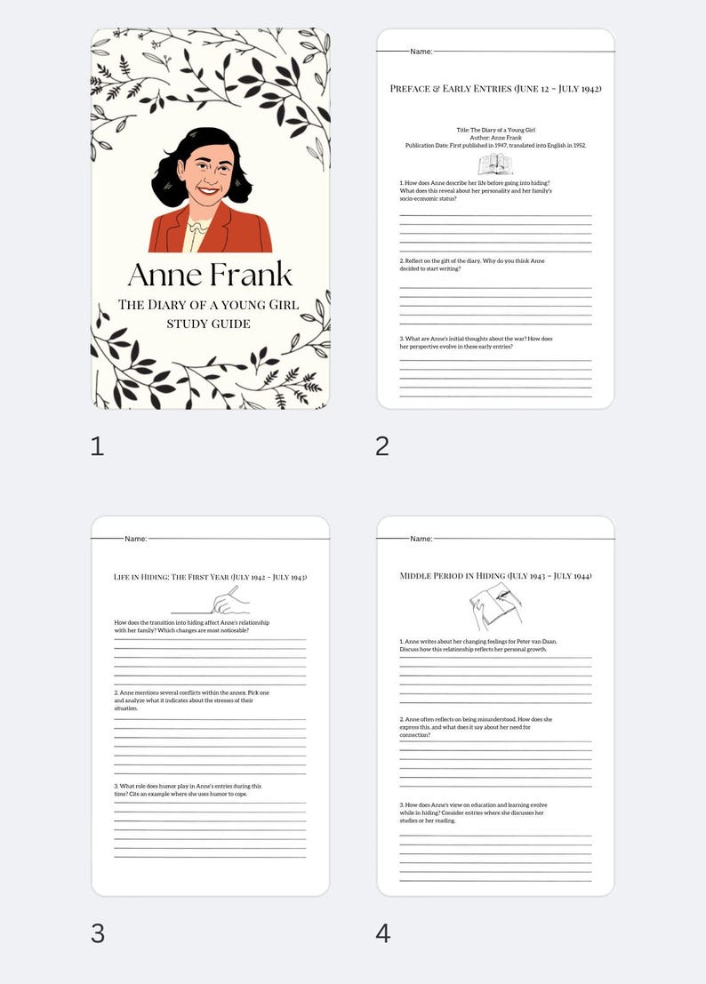 Anne Frank Diary of a Young Girl Studyguide - Etsy