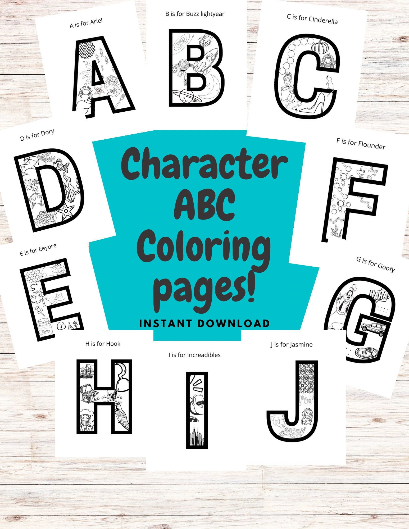 Alphabet Coloring Pages - Etsy
