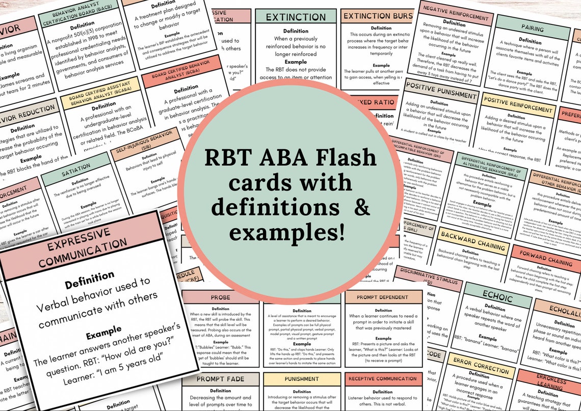 ABA RBT Examples Definitions Flash Cards - Etsy