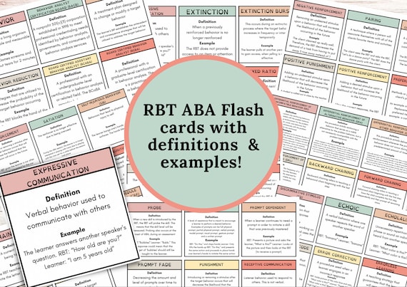 ABA RBT Examples Definitions Flash Cards - Etsy