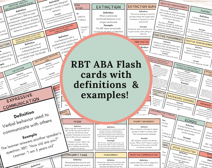ABA RBT Examples Definitions Flash Cards - Etsy