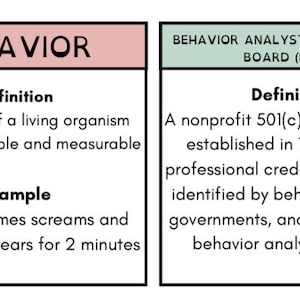 ABA RBT Examples Definitions Flash Cards - Etsy