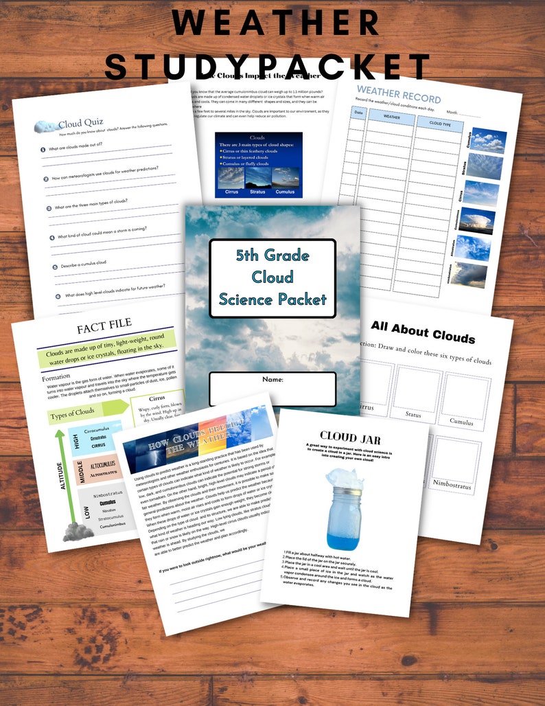 Cloud Study Packet Quiz Guide 5th Grade - Etsy