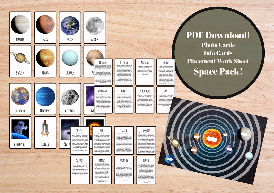 Space and Solar System Educational Packet Cards Information Homeschool ...