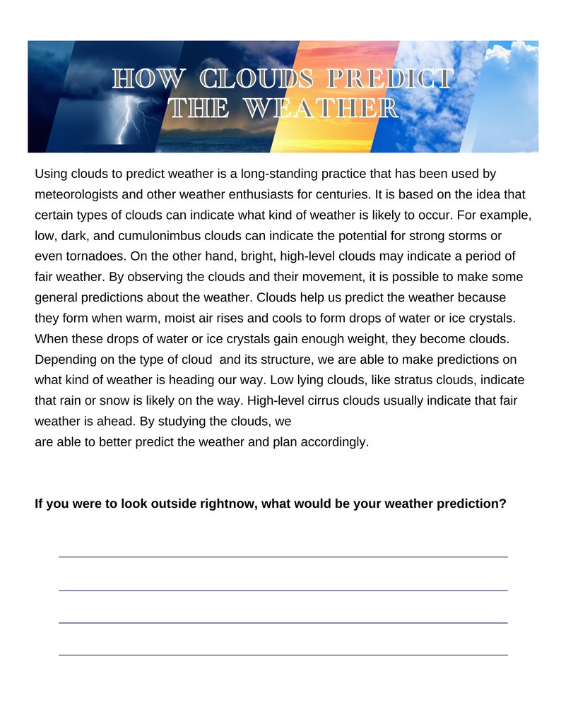 Cloud Study Packet Quiz Guide 5th Grade - Etsy