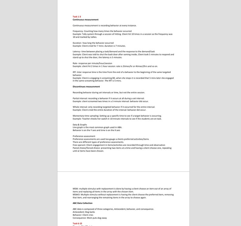 RBT ABA Exam and Competency Assessment Guide Answers Study BCBA - Etsy