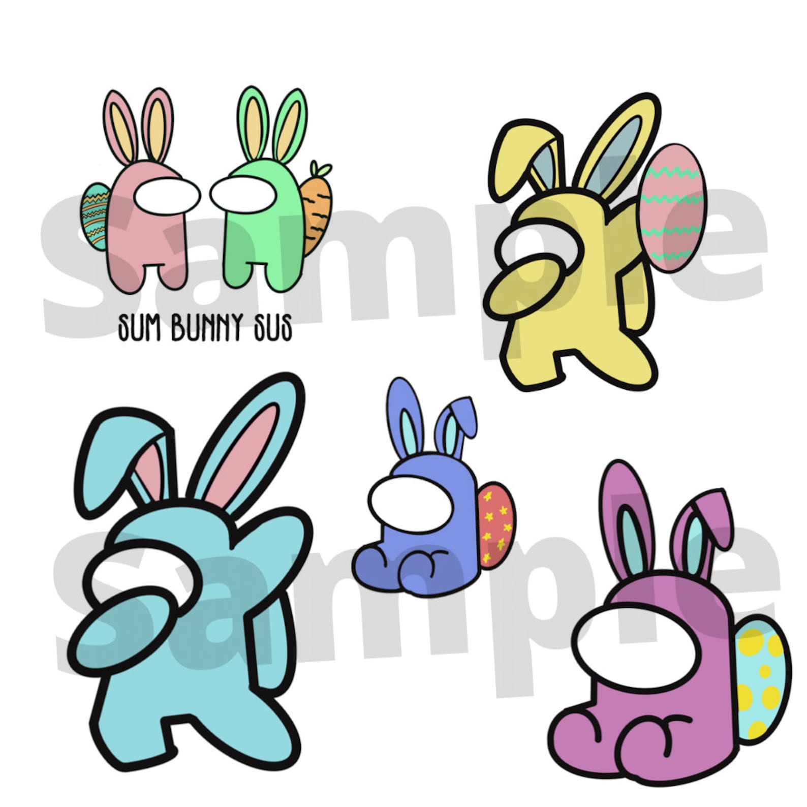 Among Us Easter Files Png Download Bunny Sus - Etsy