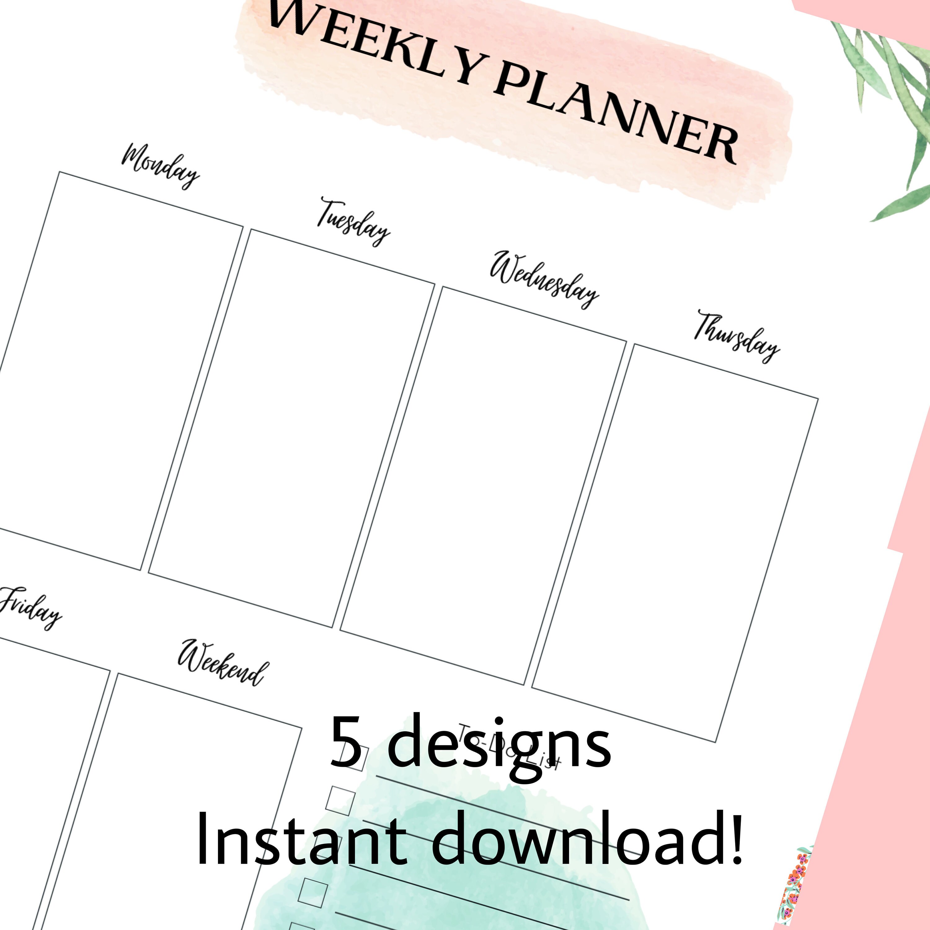 Simple Weekly Planner Printable! - Etsy