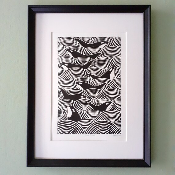 Orca Ocean Print | Etsy