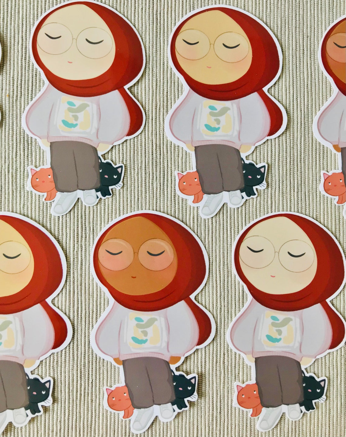 Hijabi Girl With Cats Stickers Idotdoodle Stickers Cute | Etsy