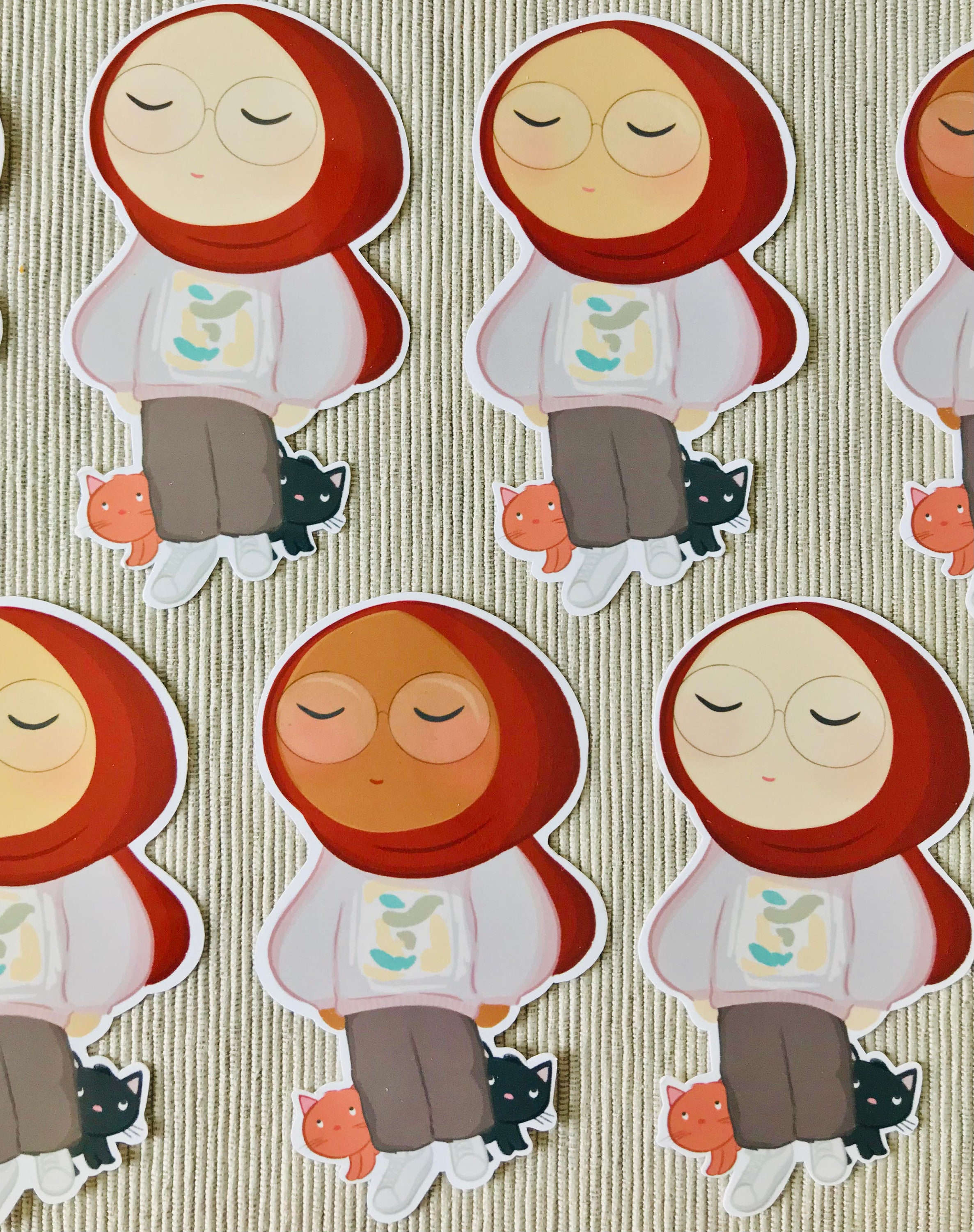 Hijabi Girl With Cats Stickers Idotdoodle Stickers Cute - Etsy