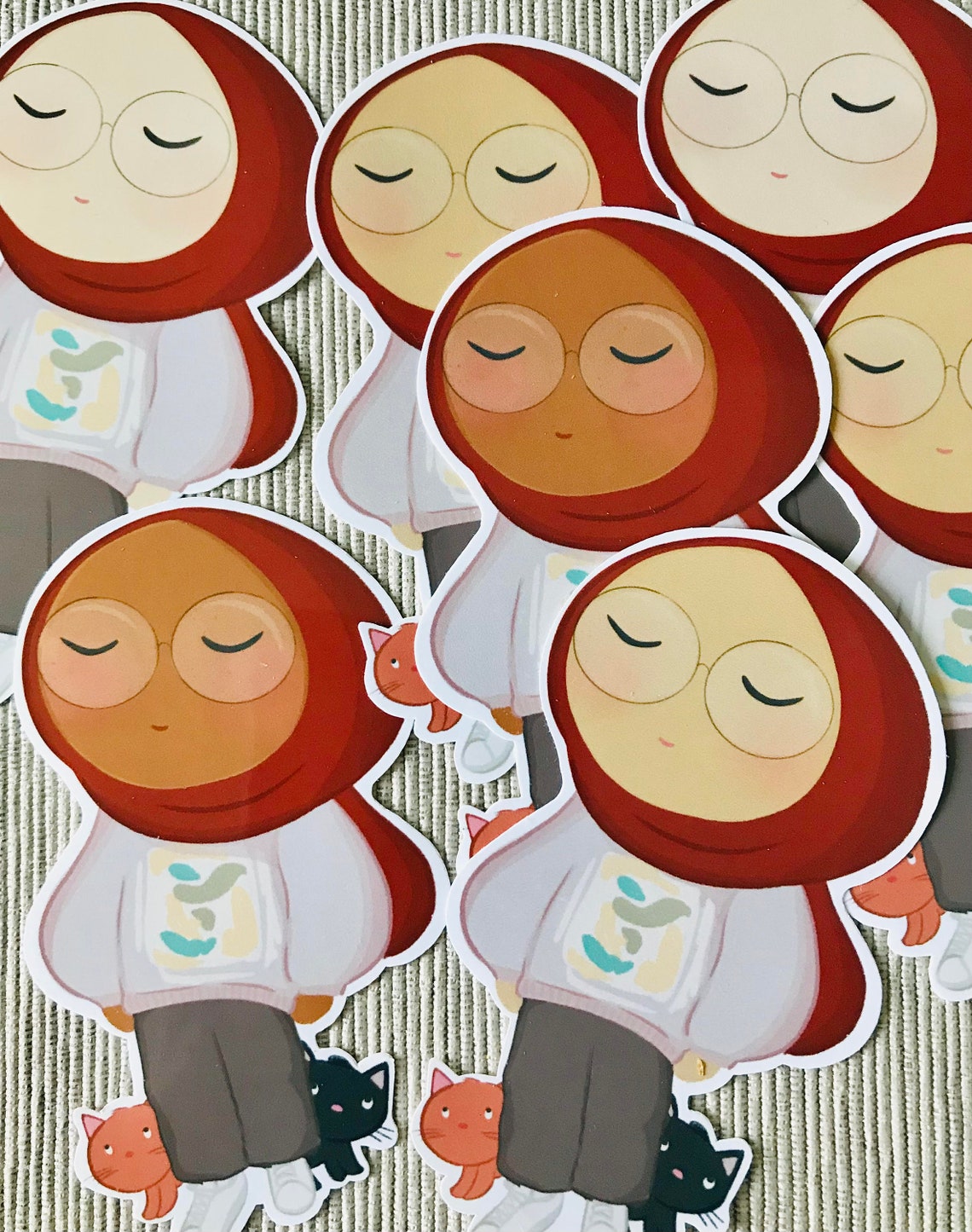 Hijabi Girl With Cats Stickers Idotdoodle Stickers Cute | Etsy