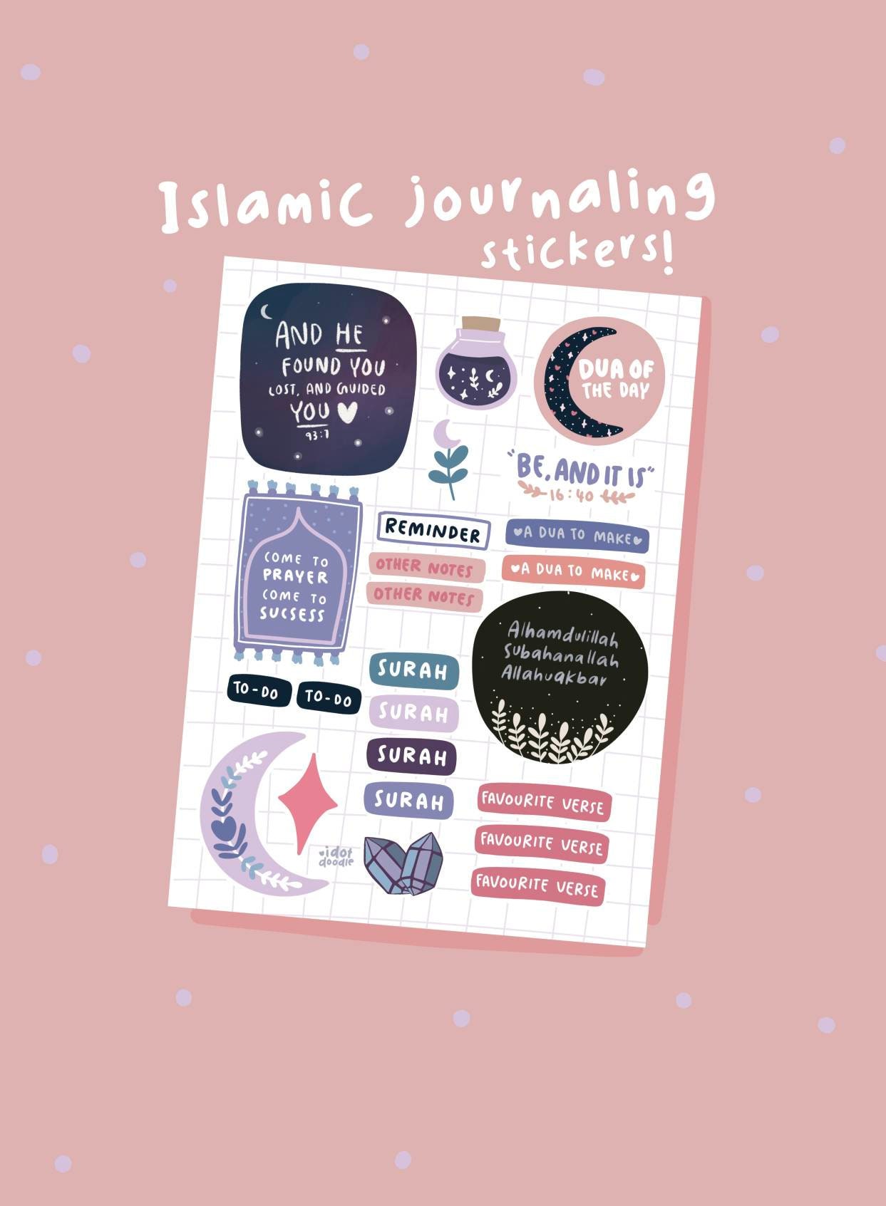 Islamic Idotdoodle Journal Stickers Idotdoodle Sticker Sheet - Etsy UK