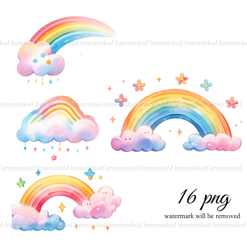 Watercolor Rainbows Clipart Cute Watercolor Rainbow Clipart, PNG ...