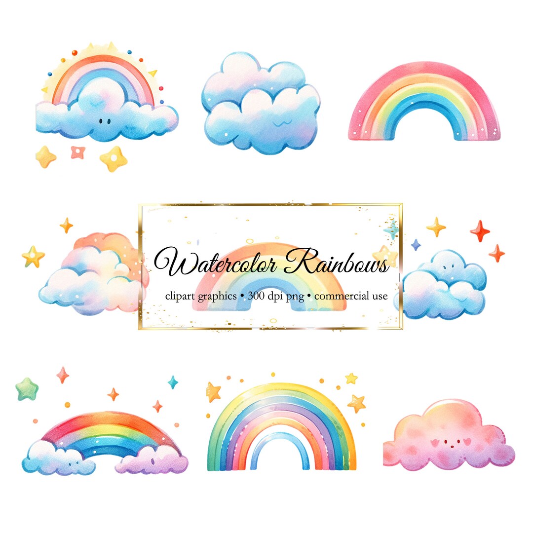 Watercolor Rainbows Clipart Cute Watercolor Rainbow Clipart, PNG ...