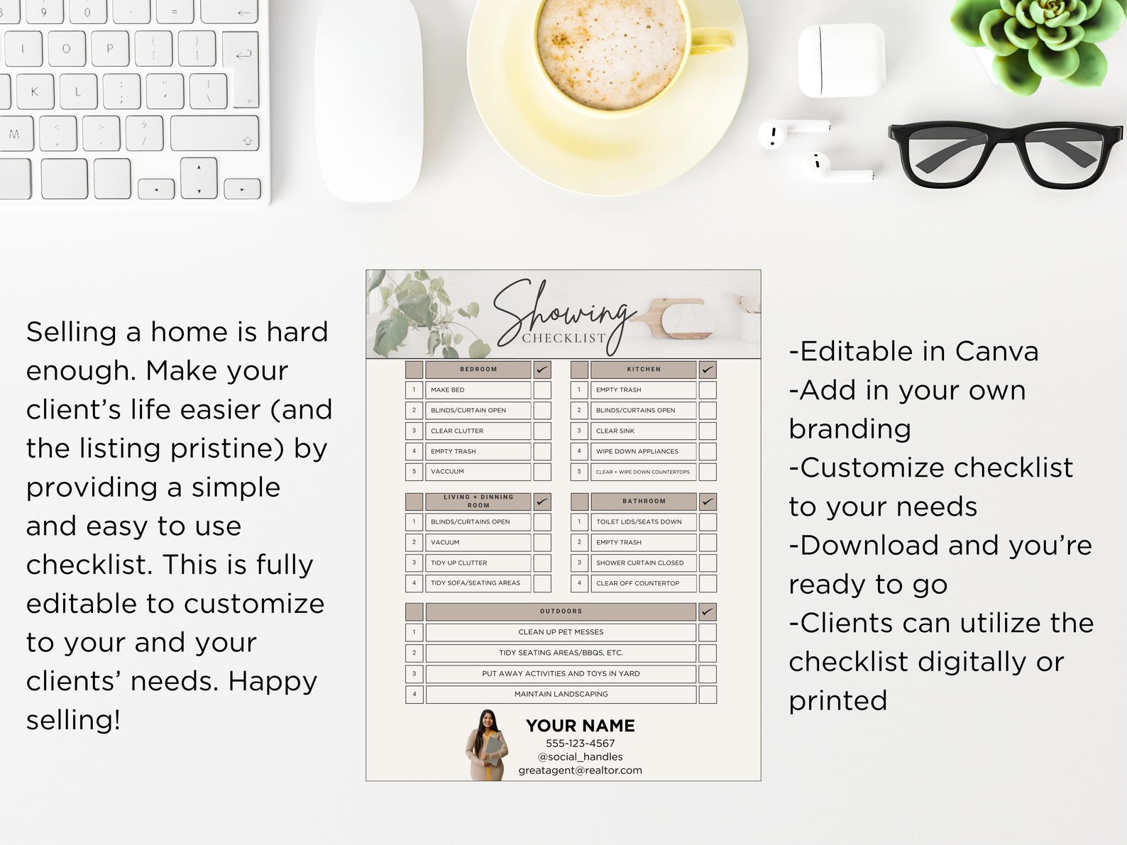 Real Estate | Seller Showing Checklist | Listing Template | Pre Listing ...