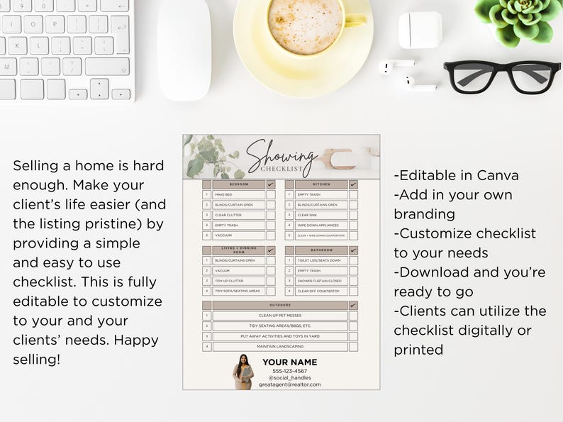 Real Estate | Seller Showing Checklist | Listing Template | Pre Listing ...