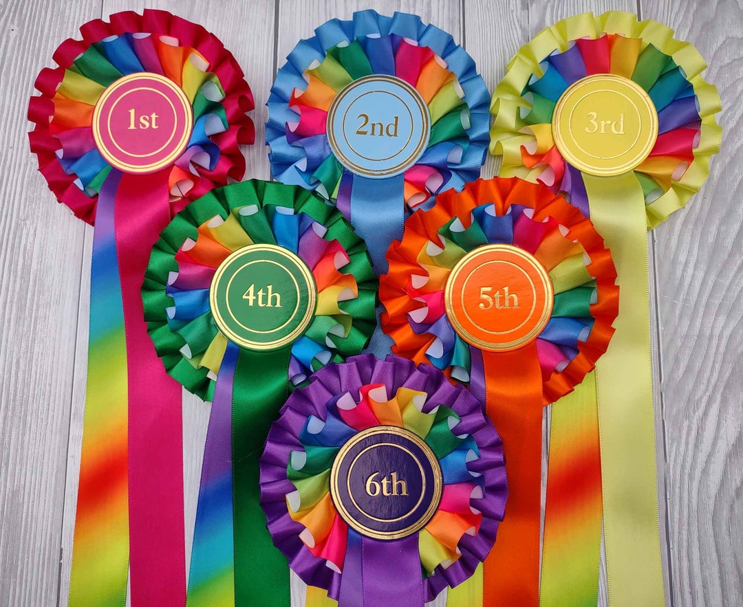 Rainbow Rosettes, 2-tier Crafted With Rainbow and Colour Satin Ribbon ...