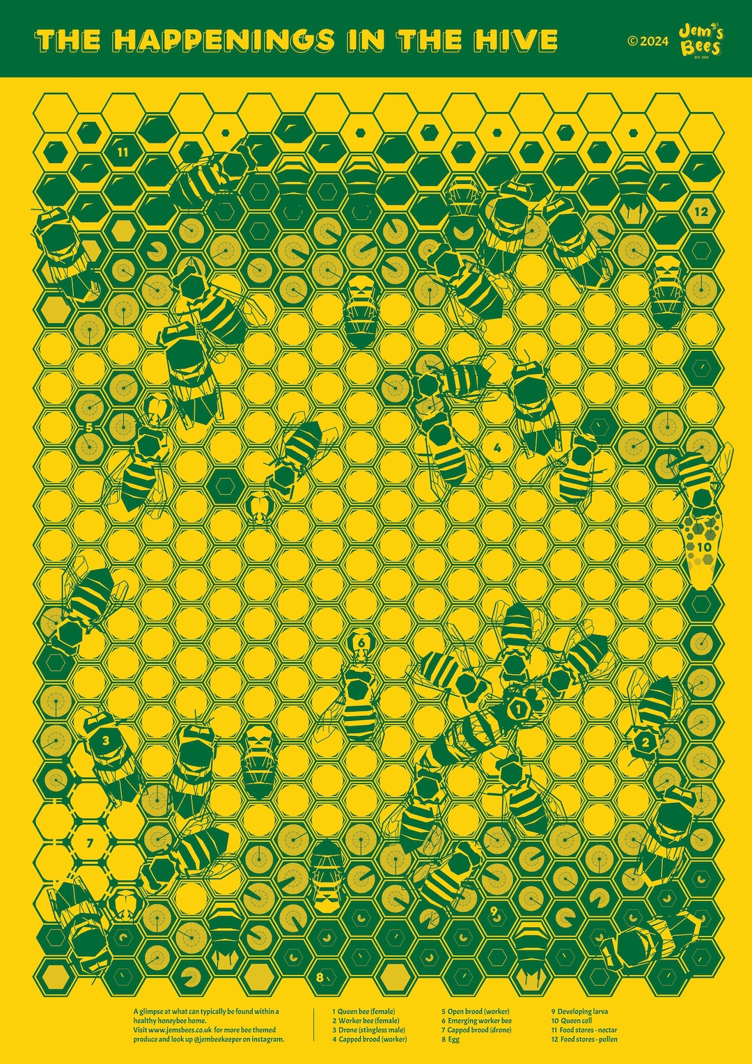 The Happenings in the Hive Poster by Jem’s Bees Ltd. (A2 Size) - Etsy