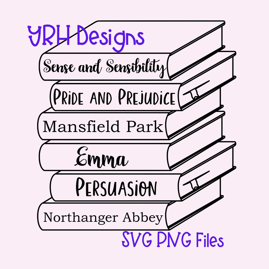 Jane Austen Bookstack SVG PNG Files - Etsy